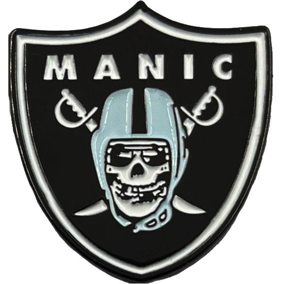 Manic Hispanic "Shield" Enamel Pin – Road Dog Merch