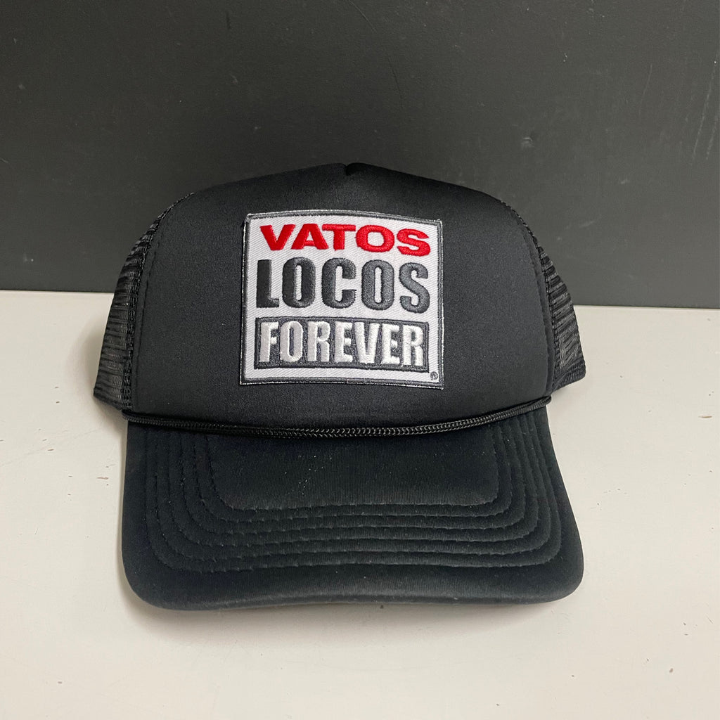 Manic Hispanic "VAtos" Embroidered Patch Trucker Hat Black – Road Dog Merch